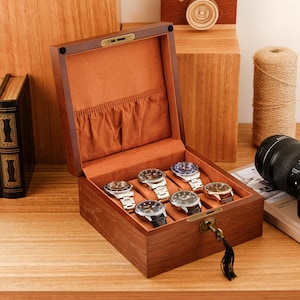 Personalized Watch Box With Lock, Custom Engraved Wooden Watch Case Box ...