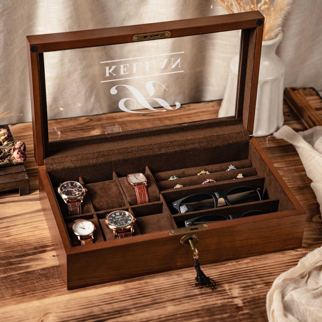 Personalized 3-in-1 Jewelry Box, Sunglasses Box, Watch Box, Custom Gift ...