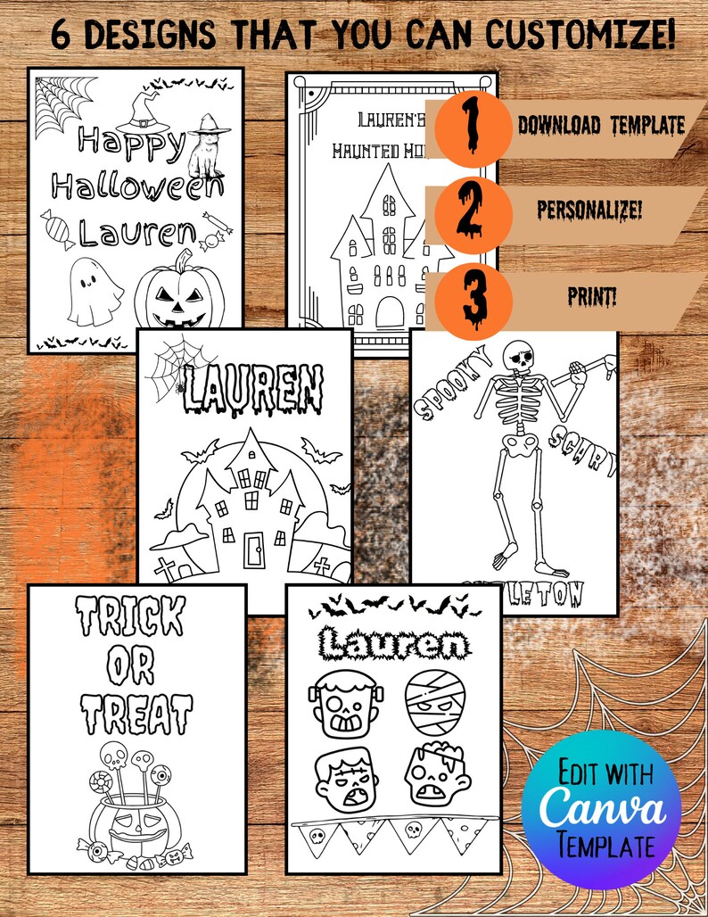 Halloween Activity Coloring Pages for Kids, Edit and Print at Home - Etsy