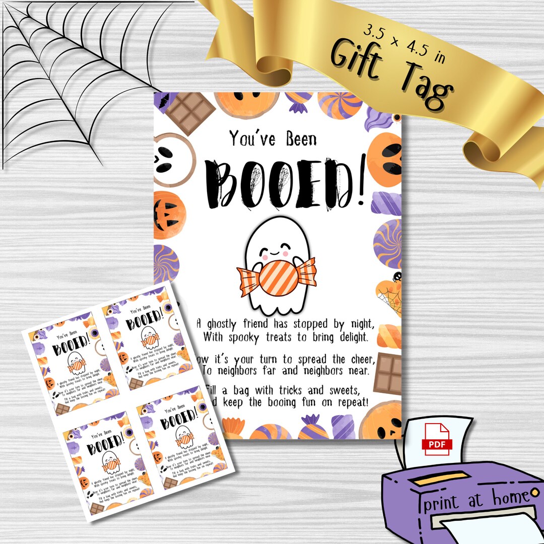 You've Been Booed Gift Tag, Halloween Gift Tag, Digital Halloween You ...