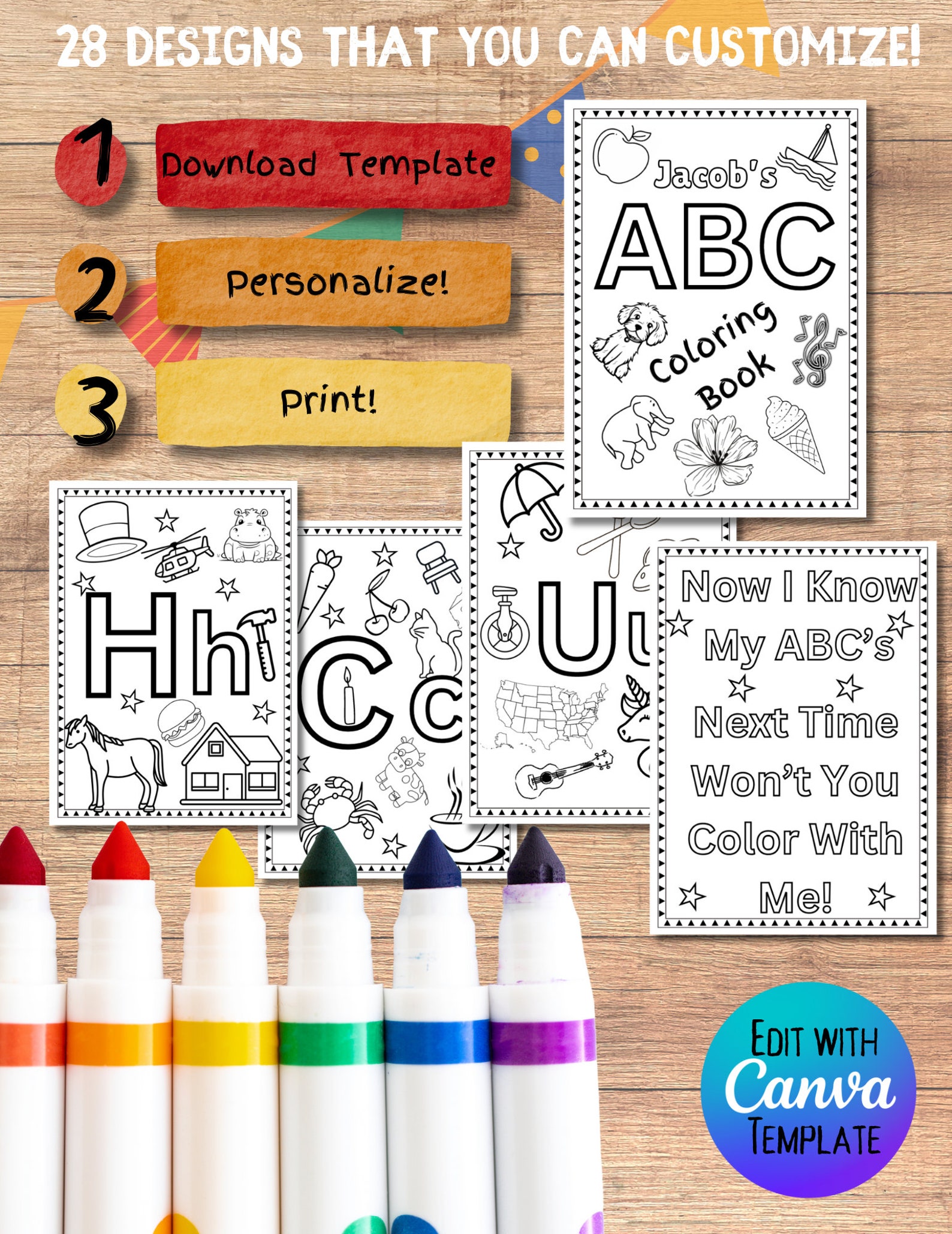 ABC Coloring Book, Personalized Coloring Book, Preschool Coloring Page ...