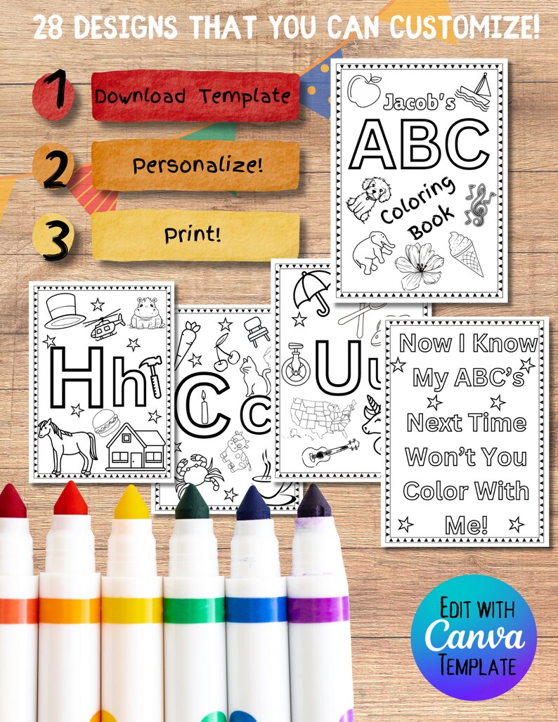 ABC Coloring Book, Personalized Coloring Book, Preschool Coloring Page ...