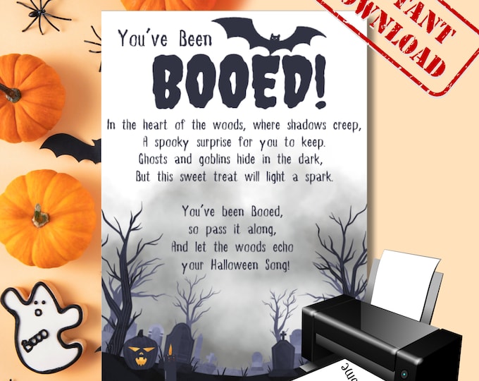 You've Been Booed Printable Gift Sign, Printable Halloween Gift Sign ...