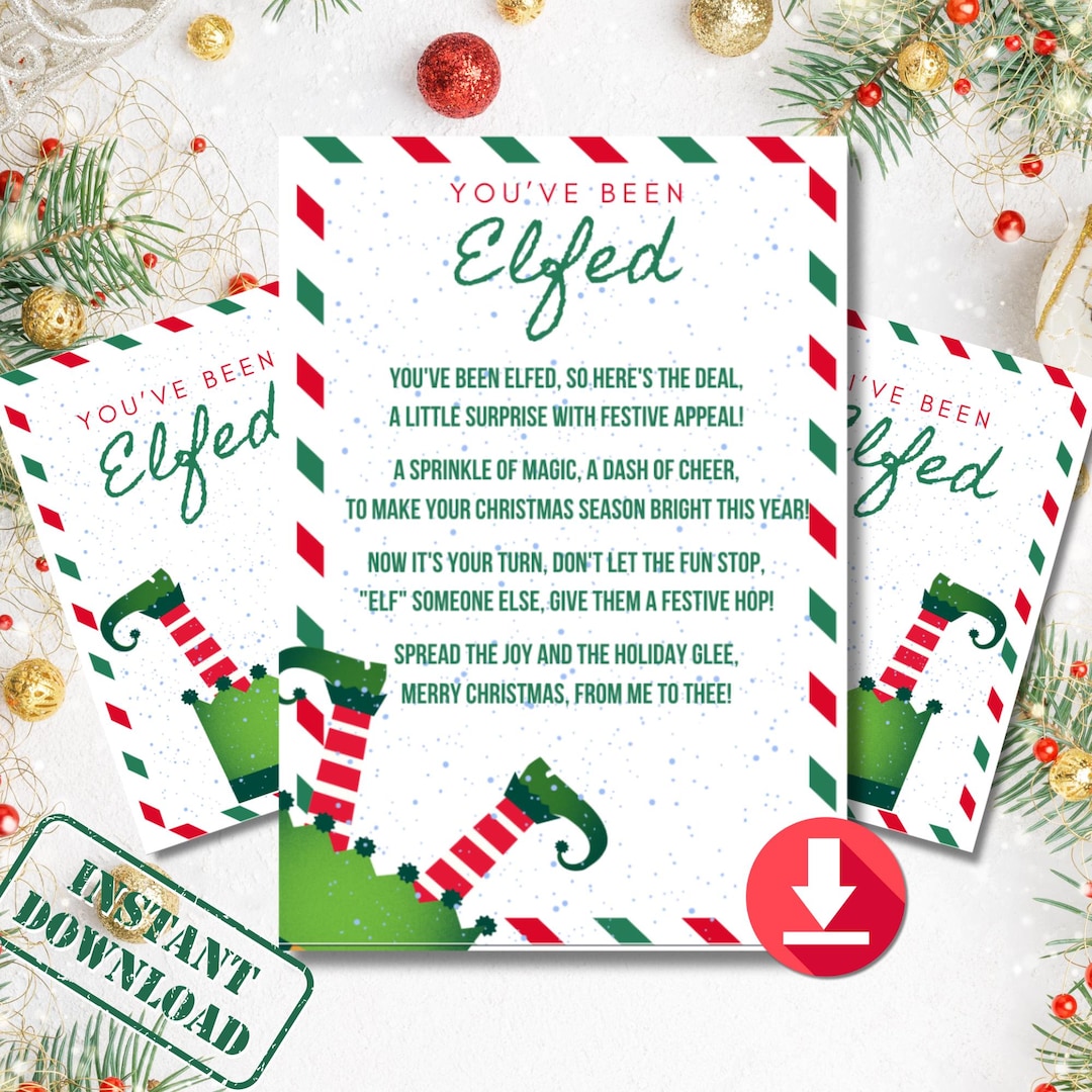 You've Been Elfed 5x7 Digital Sign, Digital You've Been Elfed Gift Sign ...