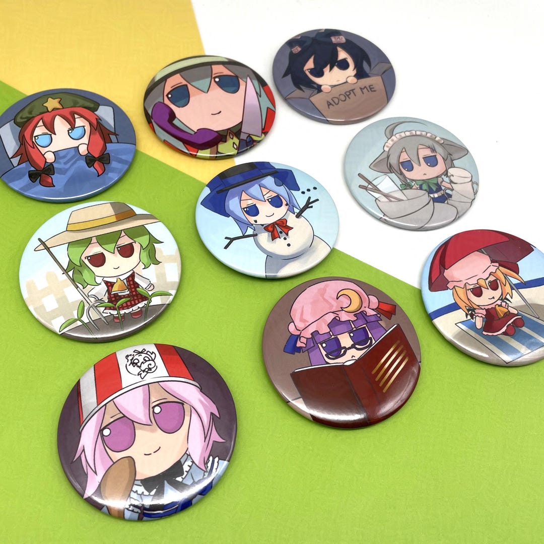 Fumo Fumo Button Pins | 2.3" 58mm | Touhou Project | Cirno, Flandre ...