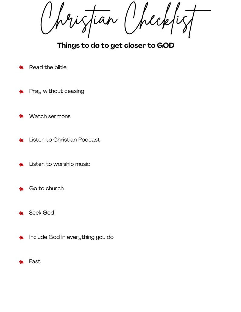 Christian Checklist: Get Closer to GOD - Etsy