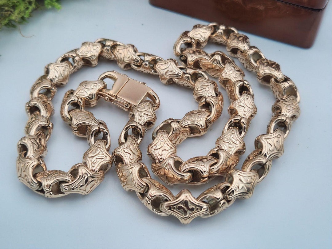 Handmade Men's Titanium Chain Necklace, Rose Gold Finish, 10mm, 50-60 ...