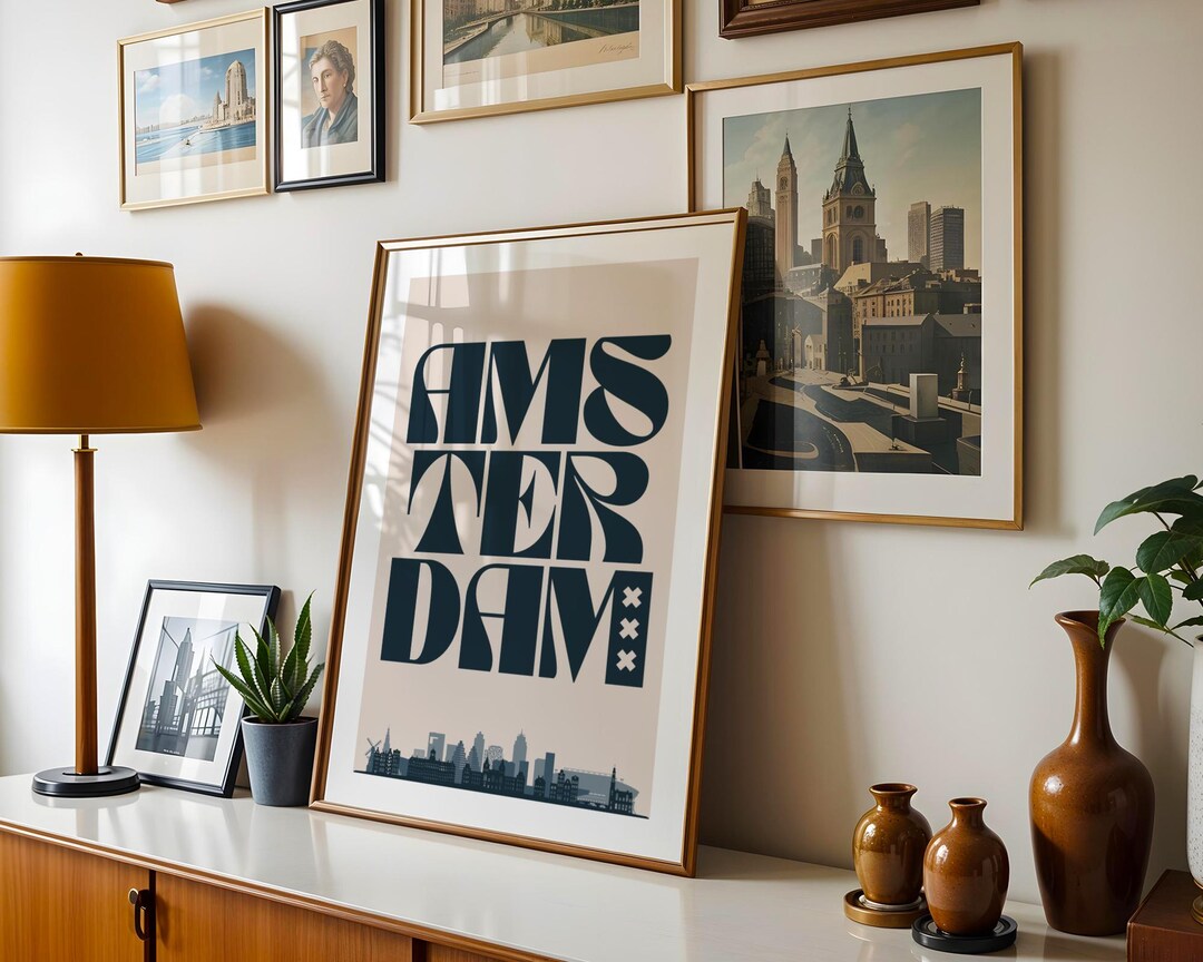 Bold Amsterdam Print, Amsterdam City Skyline Poster, Netherlands Wall ...