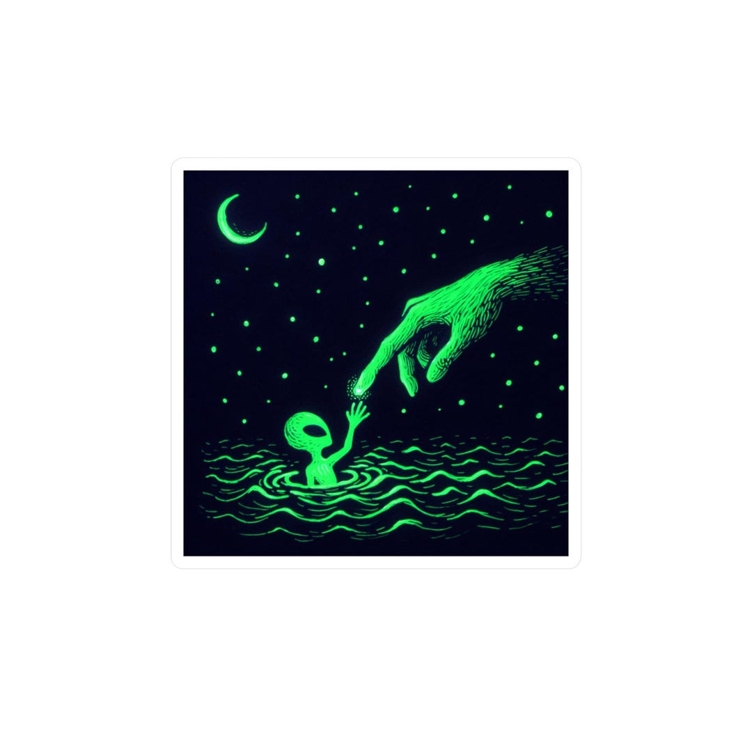 Alien in Ocean Kiss-cut Vinyl Decal Sticker, Outer Space Laptop Decal ...