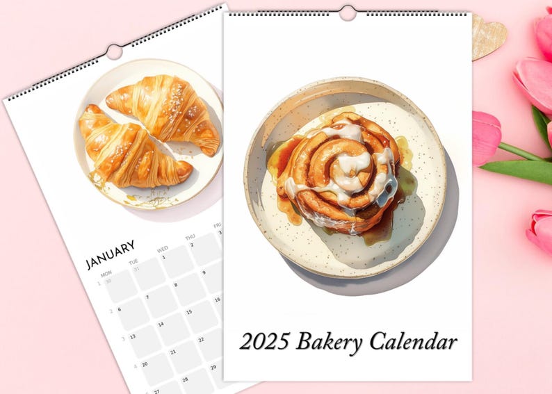2025 Dessert Art Calendar With Vibrant Watercolor Pastry Illustrations ...