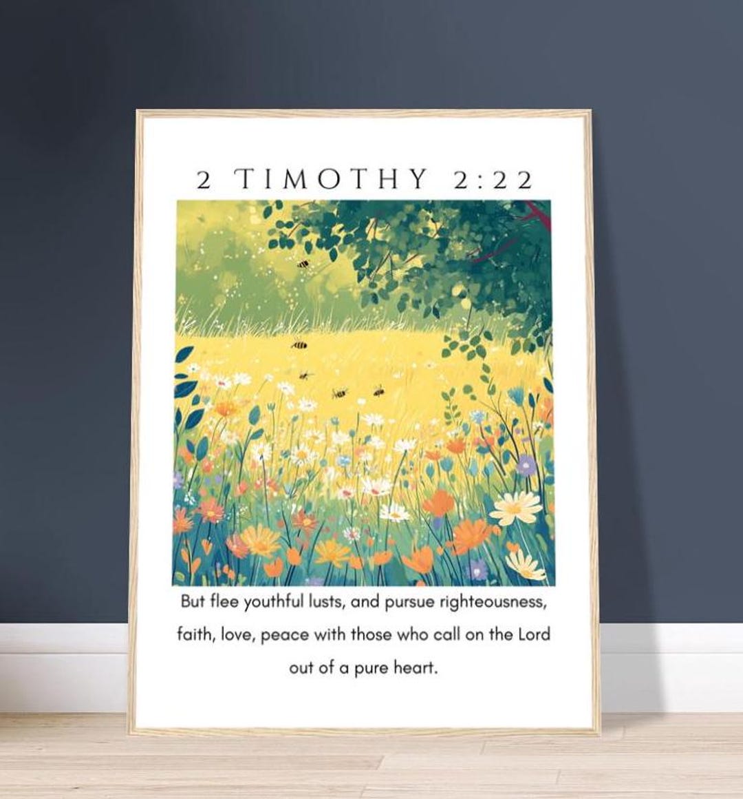 Bible Verse Wall Art 2timothy 2:22 Christian Wall Art Bible Verse Sign ...