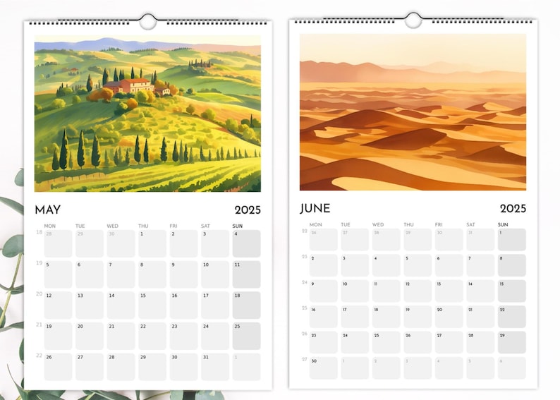 2025 Calendar 2025 Watercolor Nature Calendar – Scenic Landscapes ...
