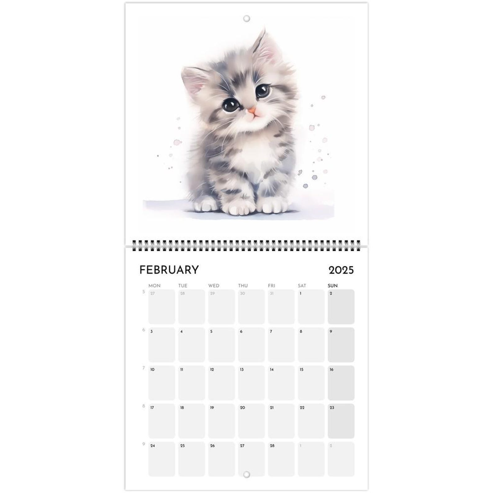 Cute Kitten 2025 Calendar Cat Lover Gift Christmas Birthday Gift Cute ...
