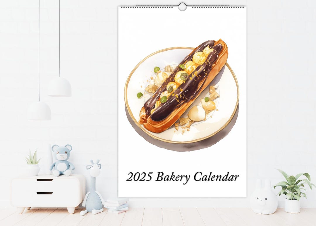 2025 Bakery Wall Calendar With Vibrant Watercolor Pastry and Dessert ...