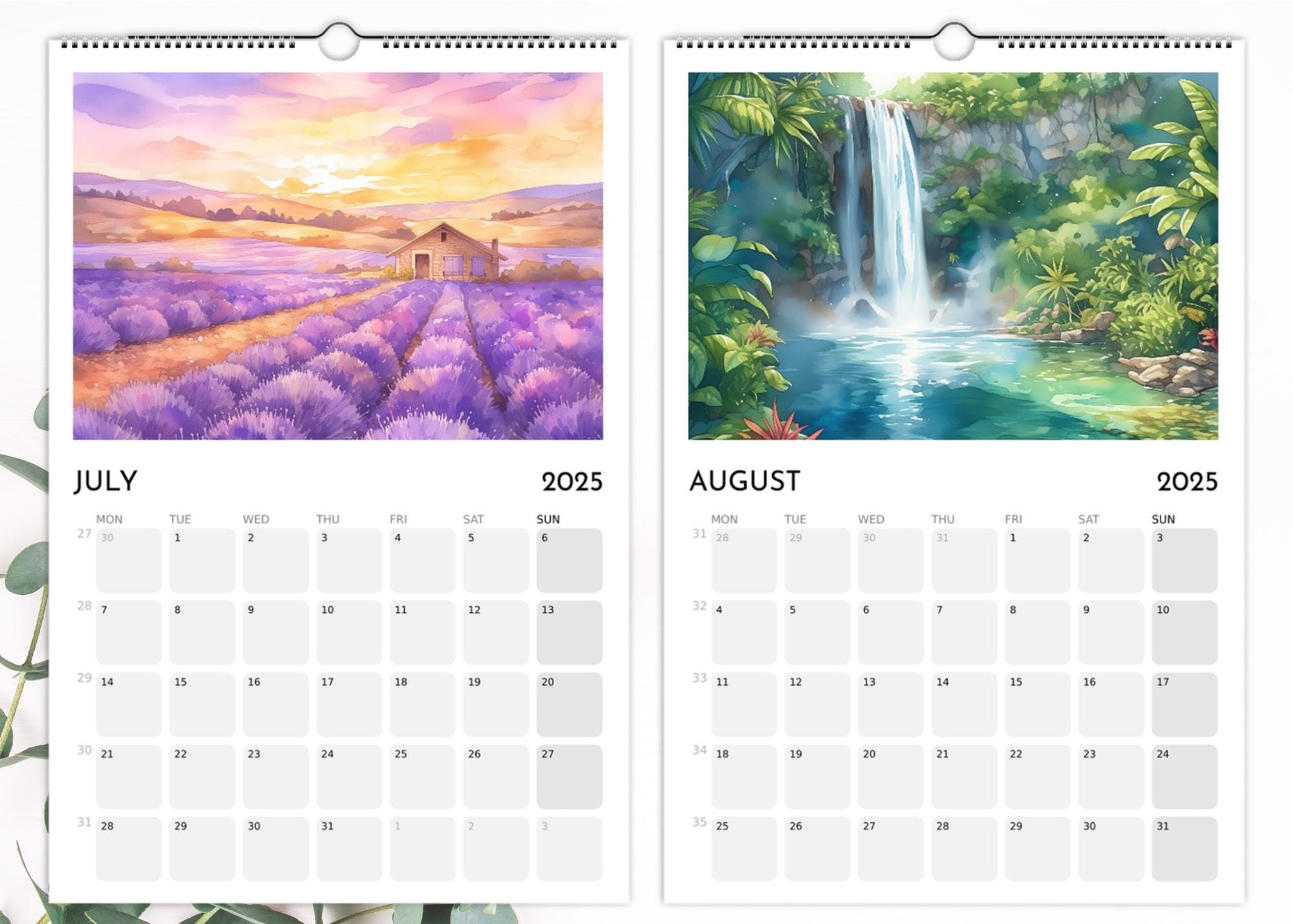 2025 Calendar 2025 Watercolor Nature Calendar – Scenic Landscapes ...