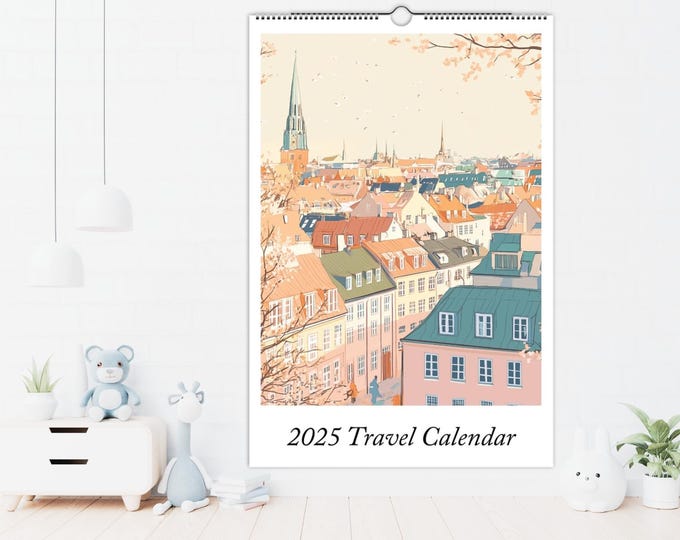 2025 Travel Calendar, Monthly Wall Calendar, Destination Travel Gift ...