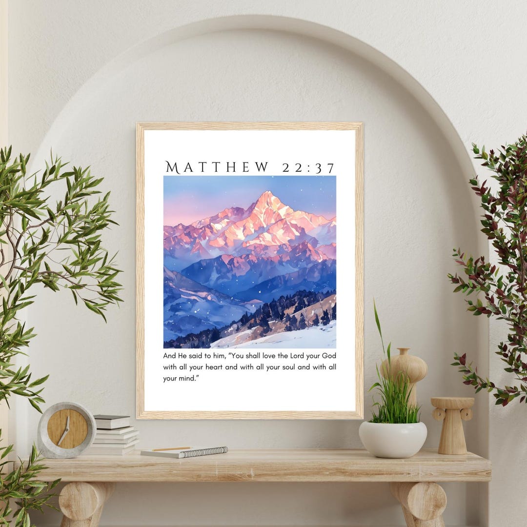 Christian Wall Art With Bible Verse Matthew 22:37, Inspirational ...
