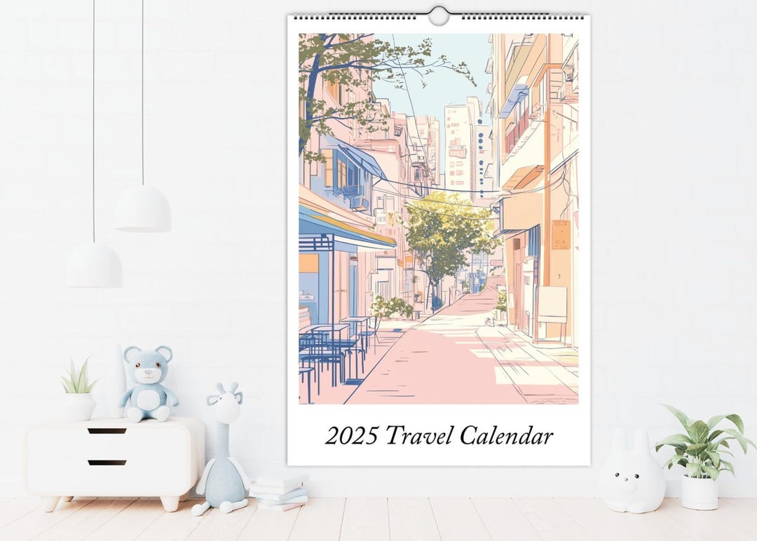 2025 Illustrated Travel Wall Calendar, Monthly Planner With Global ...