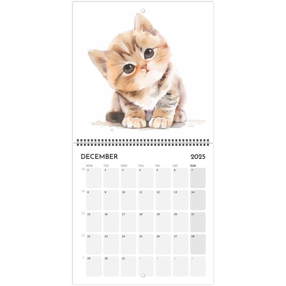 Cute Kitten 2025 Calendar Cat Lover Gift Christmas Birthday Gift Cute ...
