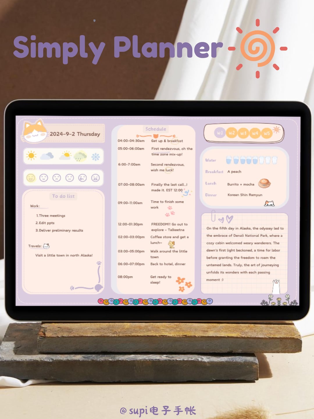 Cute Simply Digital Planner Purple Theme Monthly, Weekly, & Daily ...