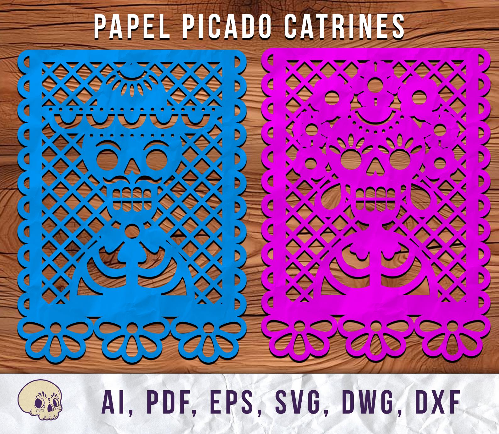 Laser Cut Papel Picado Cricut, Catrines Template, Mexican Decoration ...