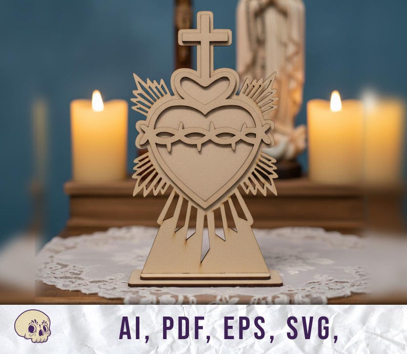 Sacred Heart of Jesus SVG File | Laser Cut Heart of Jesus | Wooden ...