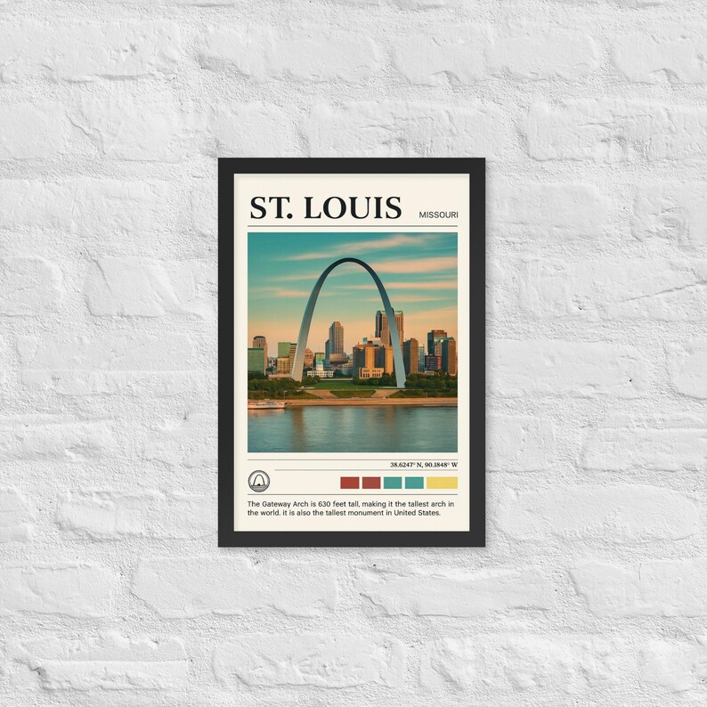 St. Louis Gateway Arch Poster – Retro Travel Print of St. Louis Skyline ...
