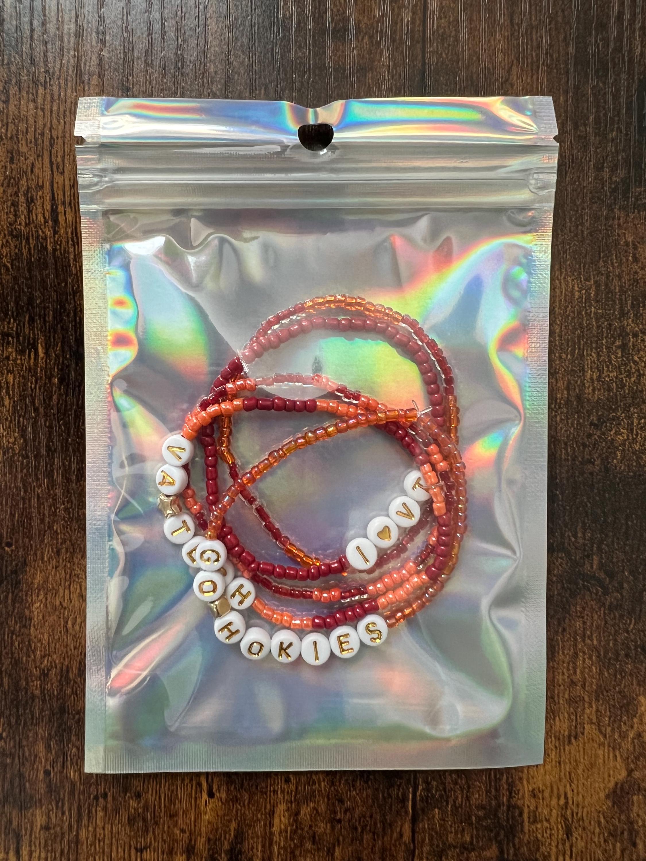 5 Piece Virginia Tech Game Day Bracelets, VA Tech Hokies Sports Fan ...