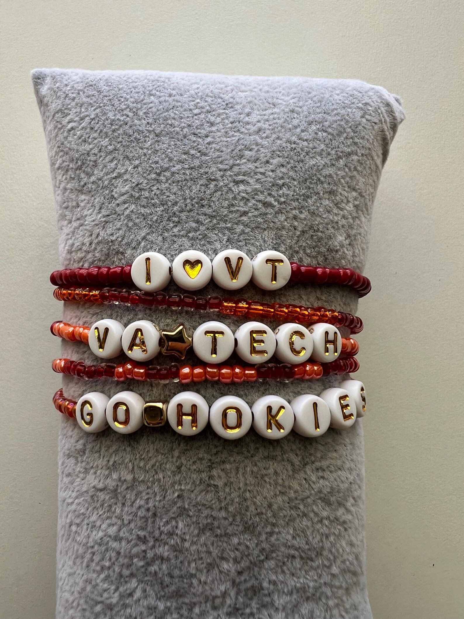 5 Piece Virginia Tech Game Day Bracelets, VA Tech Hokies Sports Fan ...