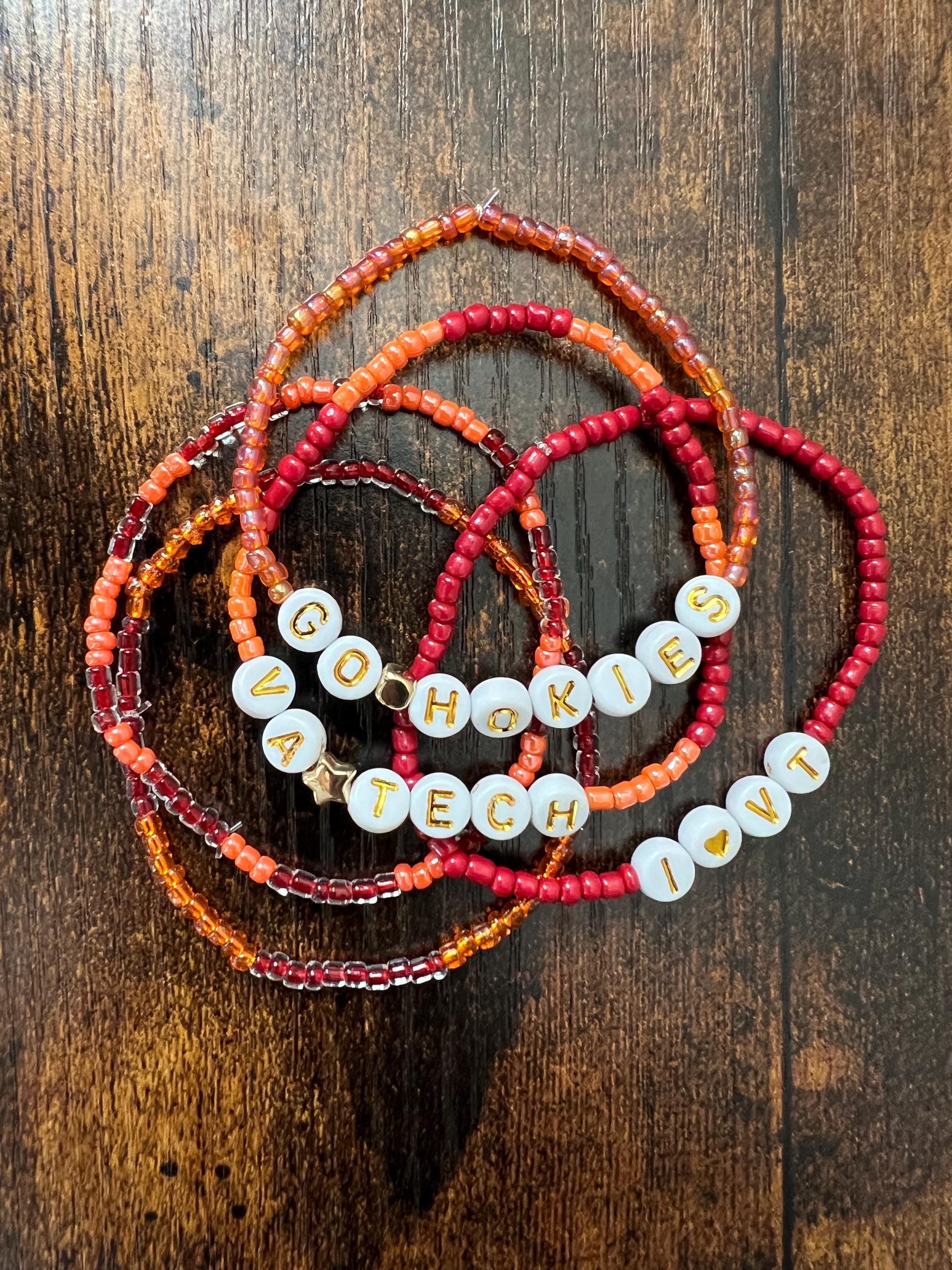 5 Piece Virginia Tech Game Day Bracelets, VA Tech Hokies Sports Fan ...