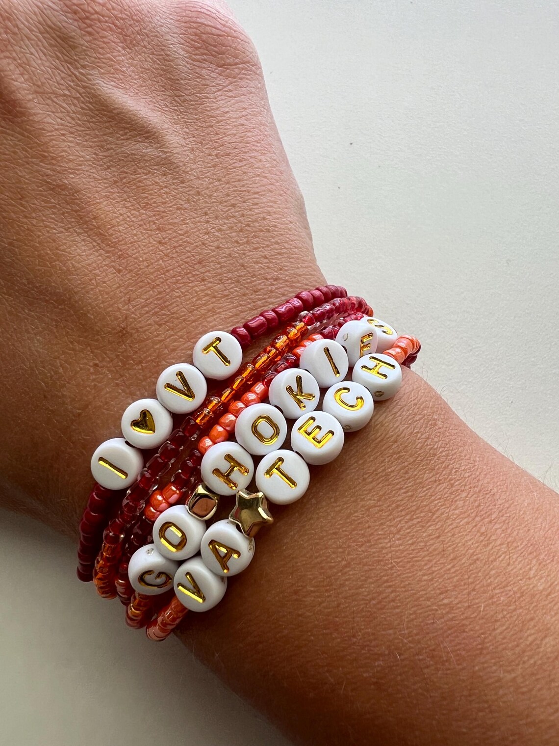 5 Piece Virginia Tech Game Day Bracelets, VA Tech Hokies Sports Fan ...