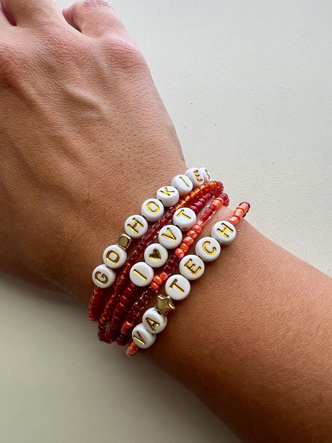 5 Piece Virginia Tech Game Day Bracelets, VA Tech Hokies Sports Fan ...