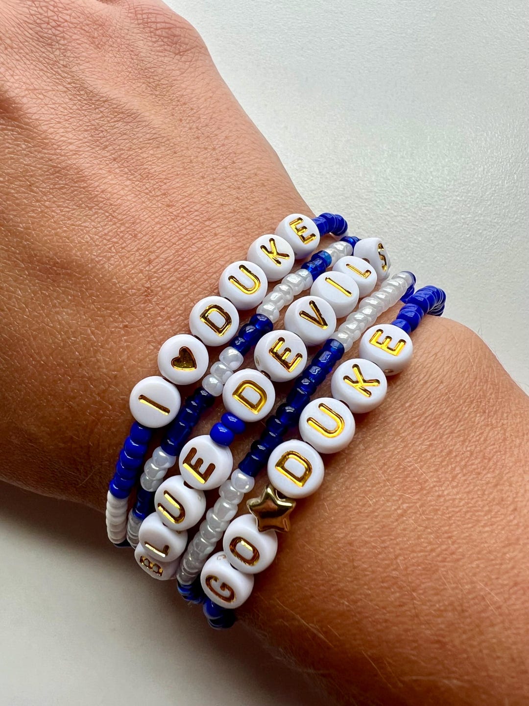 5 Piece Duke Game Day Bracelets, Duke Blue Devils Sports Fan Friendship ...