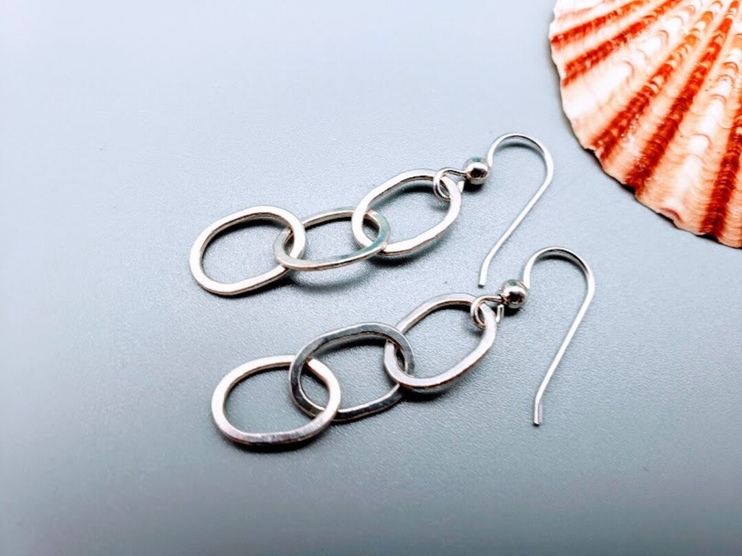 Fine Silver Chain Link Earrings - Etsy