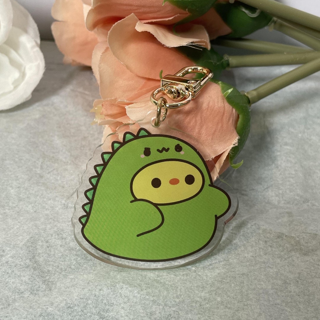 Kawaii Dinosaur Bird Keychain Cute Acrylic Keychain With Green Dino ...