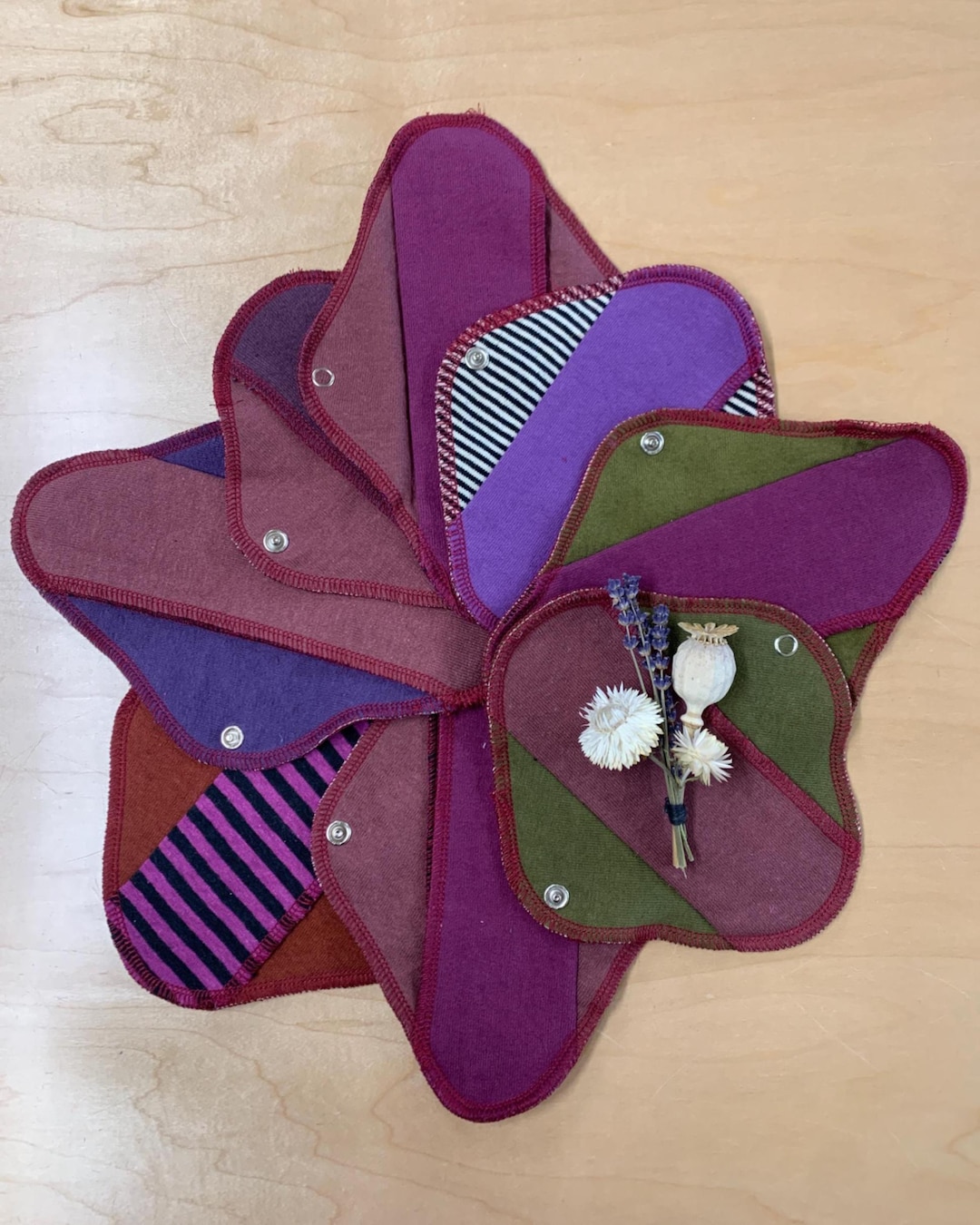Hemp Organic Cotton Reusable Period Pads Set (8 Pack) With Travel Bag ...