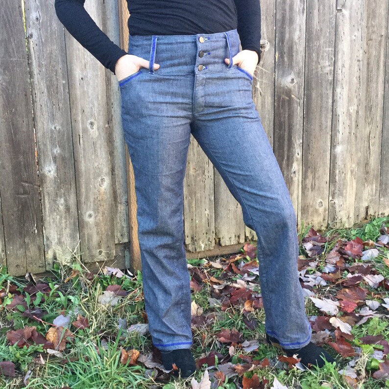 Lily Pants/high Waisted Stretchy Organic Cotton Denim - Etsy