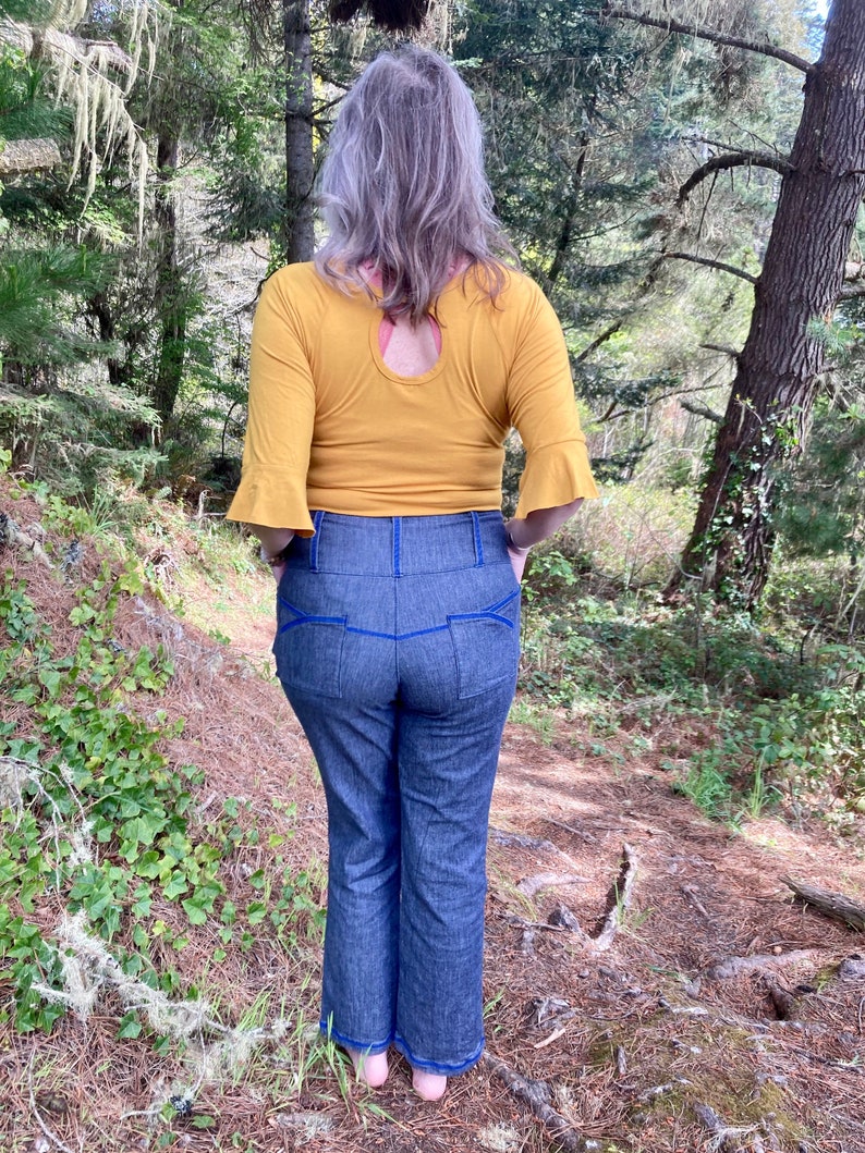 Lily Pants/high Waisted Stretchy Organic Cotton Denim - Etsy