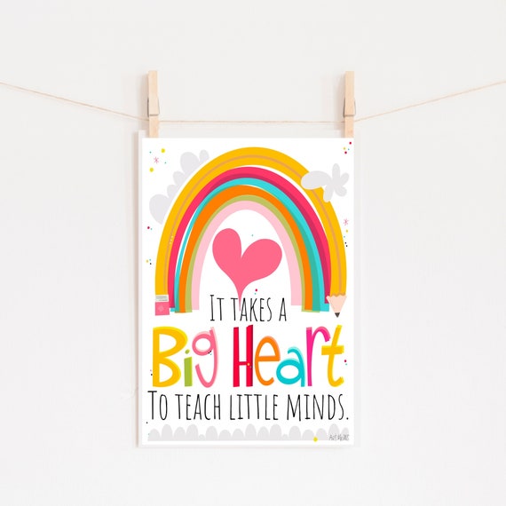 It Takes a Big Heart Teacher Print - Etsy