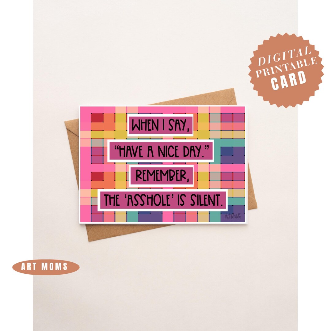 DIGITAL Download, Funny Greeting Card, Swear Word Printable, Gift for ...