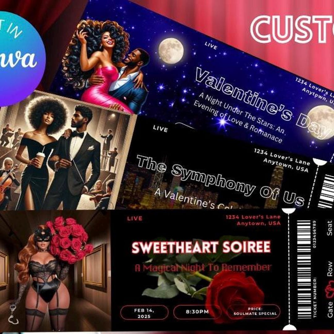 Editable Valentine's Day Concert Ticket Template: Customizable Canva ...