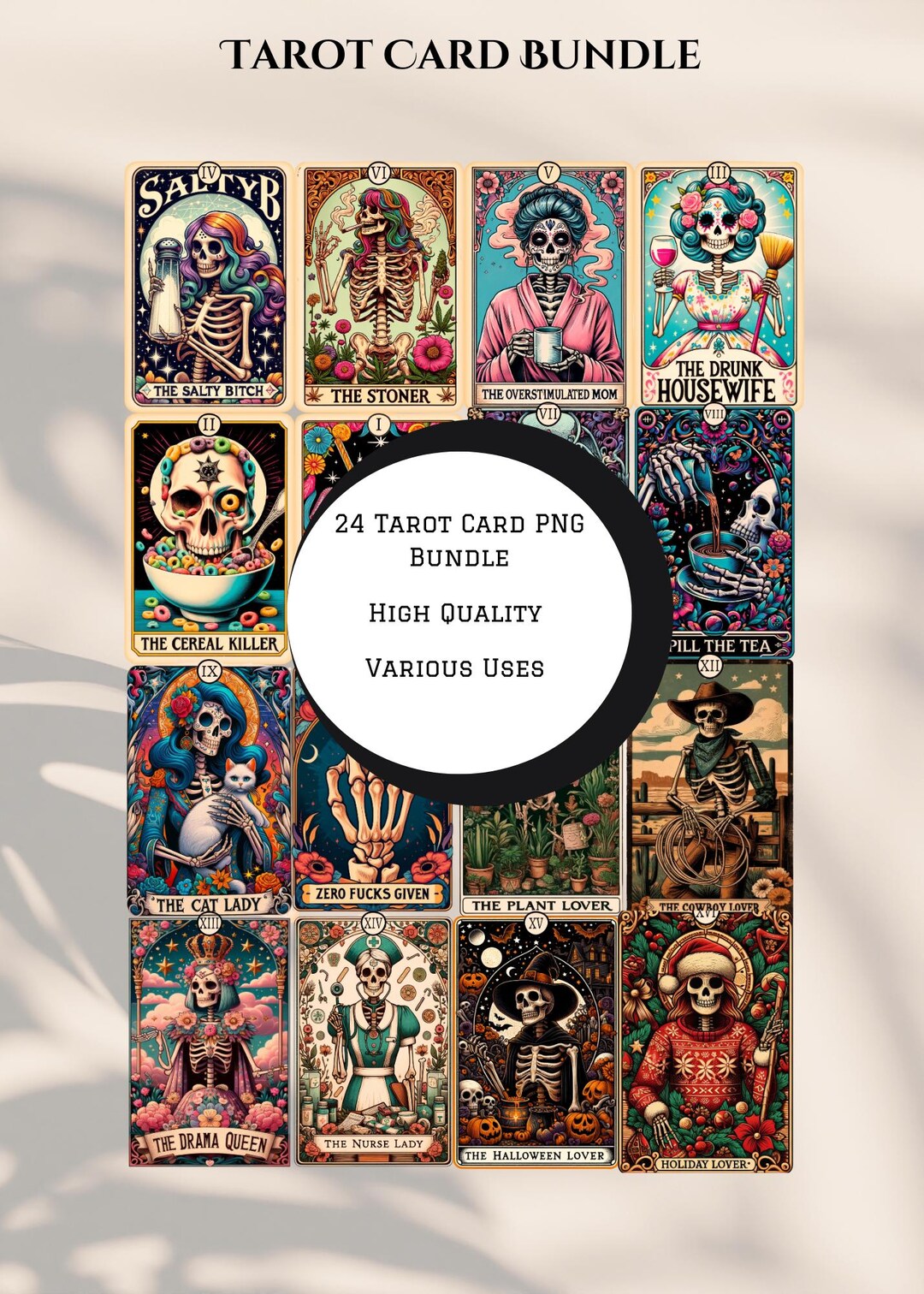 Funny Tarot Cards Clipart Set: Sarcastic PNG Bundle (digital Download ...