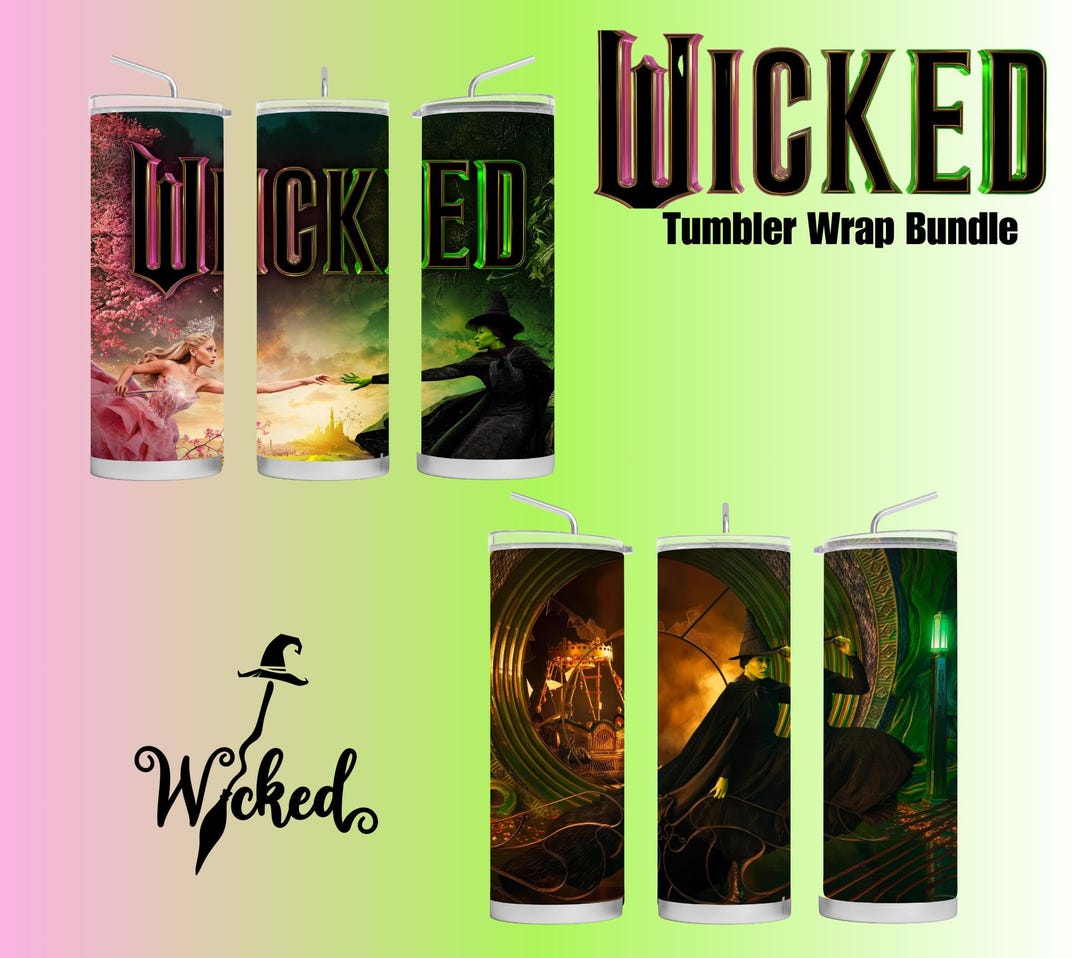 Wicked Tumbler Wrap, Tumbler Wrap, Wicked Png, Skinny Tumbler, Broadway Tumbler, Gift, Drama ...