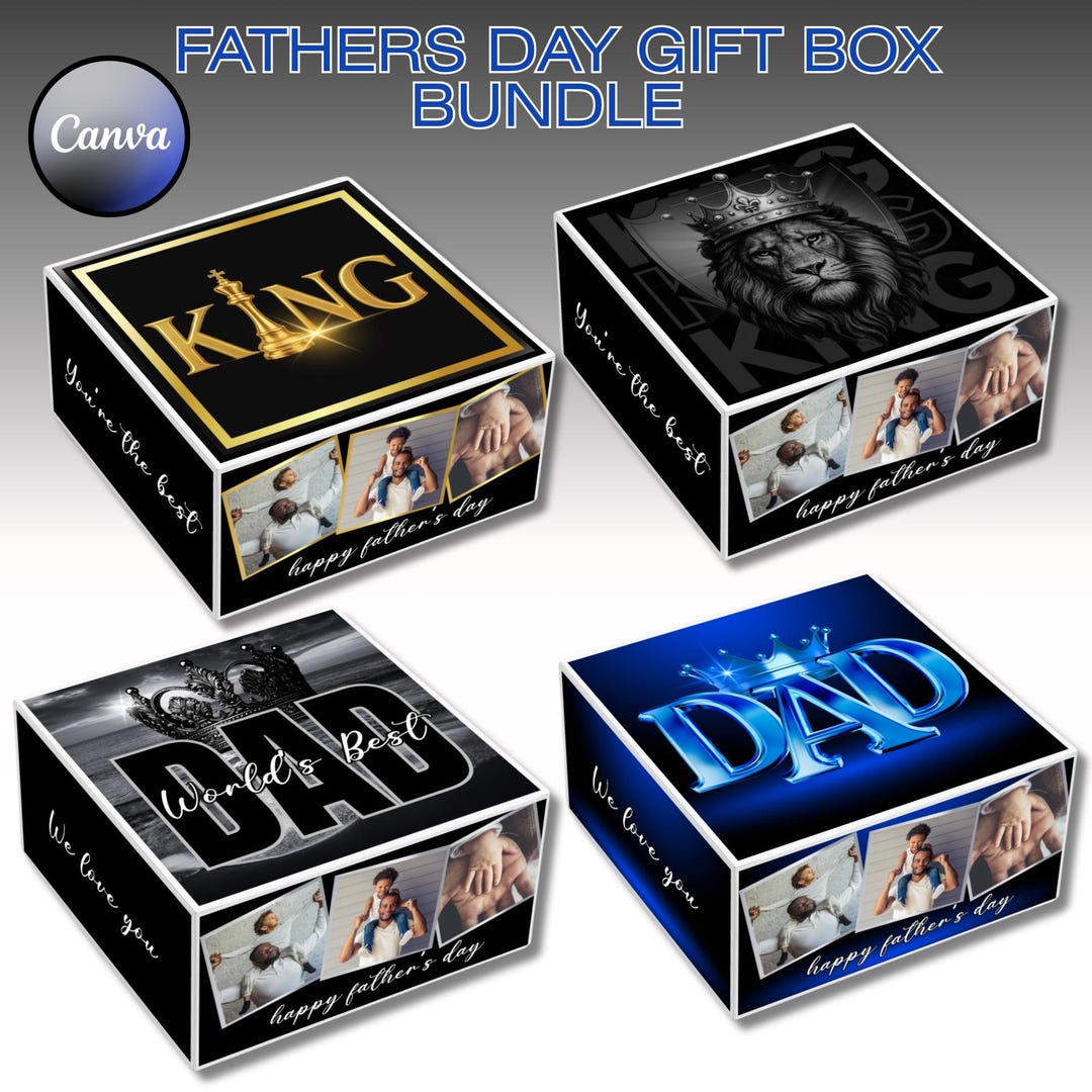 Editable Father’s Day Gift Box Template Bundle| 4 Customizable Canva ...