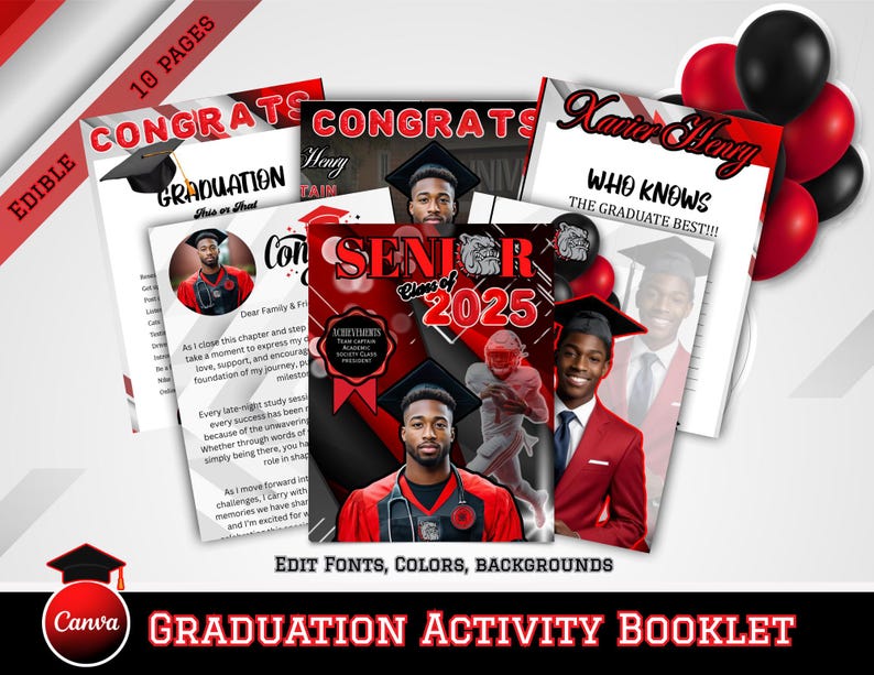 Graduation Magazine Booklet. Canva Editable Template Bundle, 2025 ...