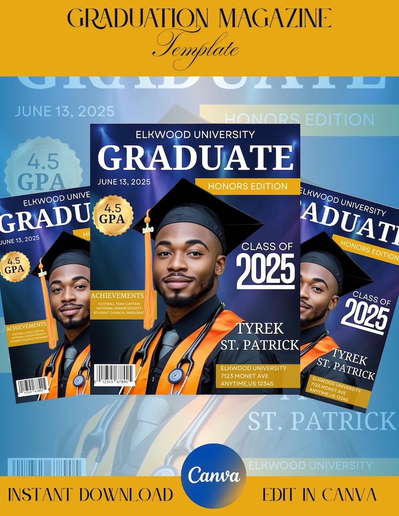 Editable Graduation Magazine Template | Canva Template | Instant ...