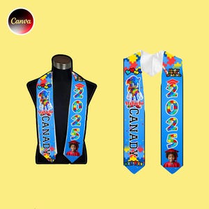 Autism Pre-k Graduation Stole Template | Editable Canva Design ...