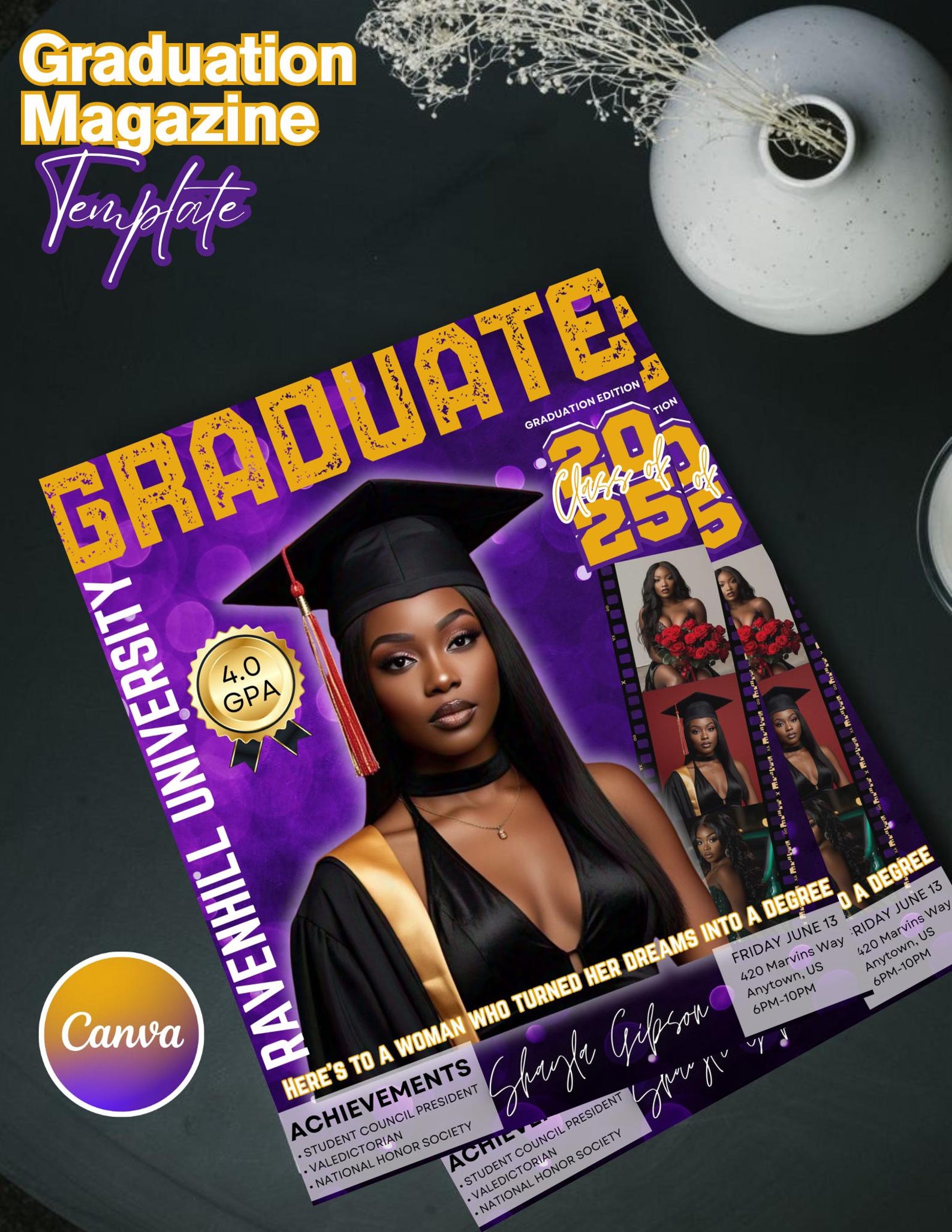 Editable Graduation Magazine Template: Canva Keepsake (instant Download ...