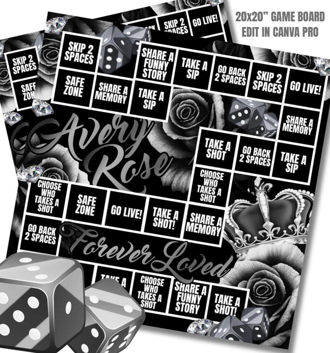 Memorial Gameboard Templates, Editable Tribute Boards, Celebration of ...