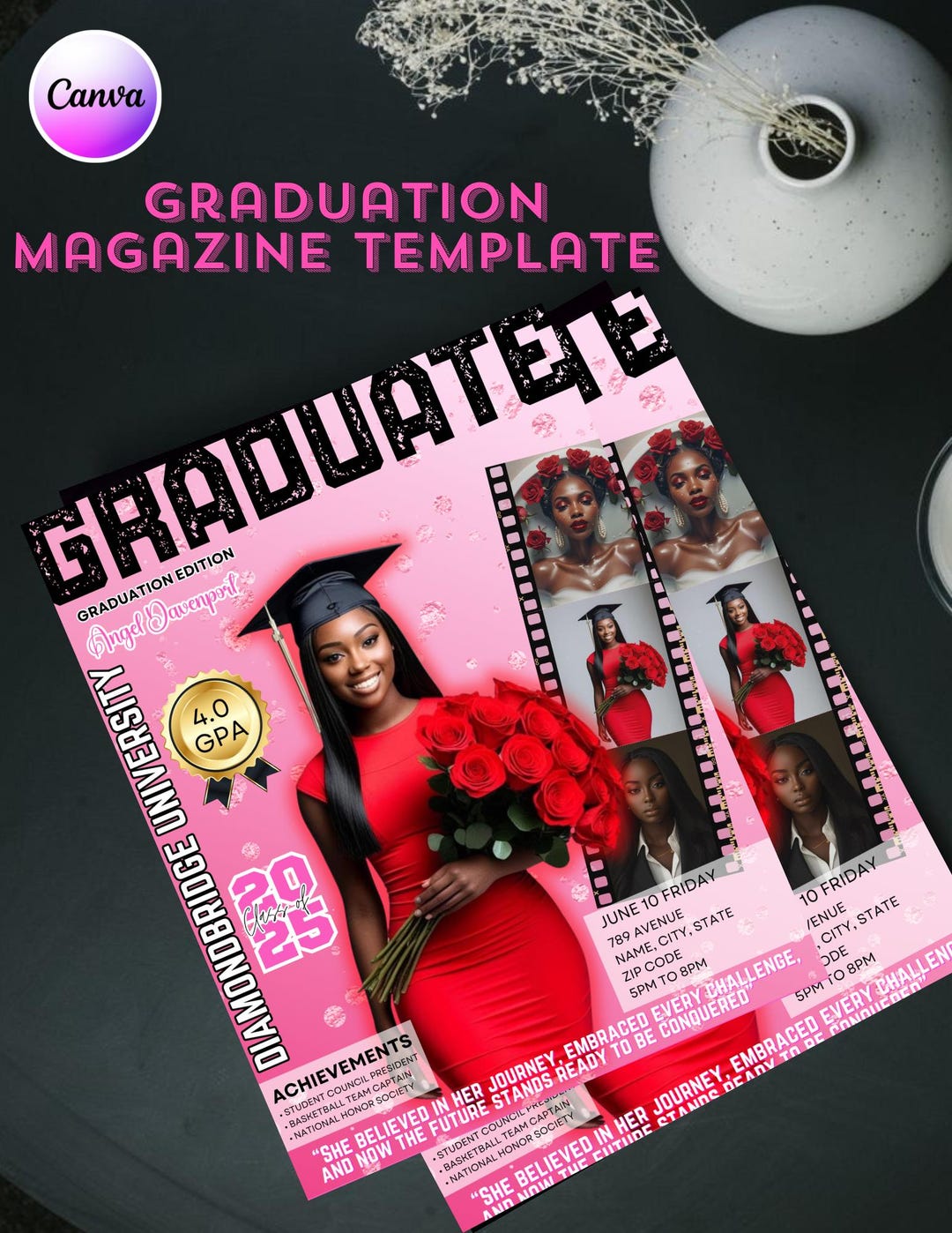 Editable Graduation Magazine Template: Customizable Keepsake (canva ...